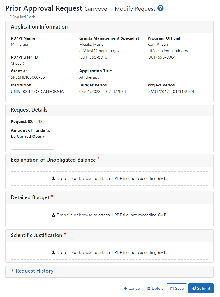 Carryover Request Process